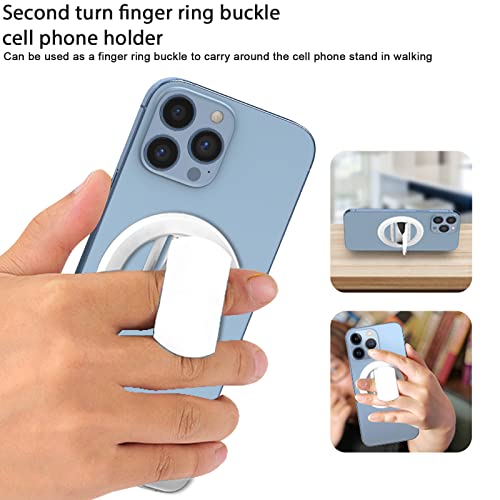 (2 Pack) NTidea Phone Grip, Upgraded Removable Magnetic Phone Snap 360°Rotation Finger Phone Stand Silicone Adjustable Phone Ring Holder, White