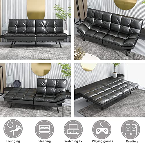 FONTOI Futon Sofa Bed Memory Foam Couch Sleeper Daybed Foldable Convertible Loveseat, Black