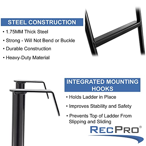 RecPro RV Bunk Ladder 85" | Black | Mounting Brackets Included | Aluminum | Made in USA