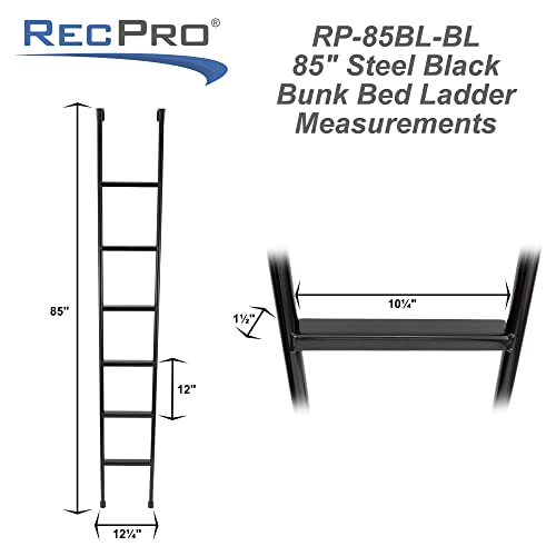 RecPro RV Bunk Ladder 85" | Black | Mounting Brackets Included | Aluminum | Made in USA