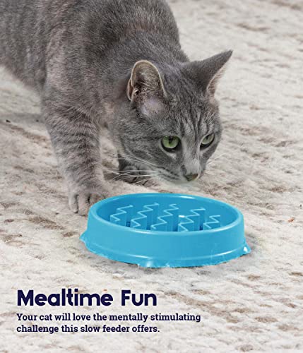 Catstages Kitty Slow Feeder Cat Bowl, Blue