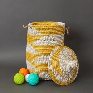 Jumbo Yellow Hooded Grass Basket Set