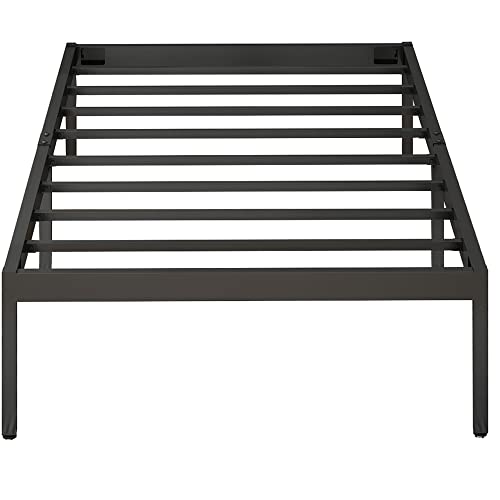 MIOCASA Metal Platform Bed Frame Twin Size Heavy Duty Industrial Bed with Steel Slat Support Easy Assembly Non-Slip Large Under Bed Storage Space 14 inch