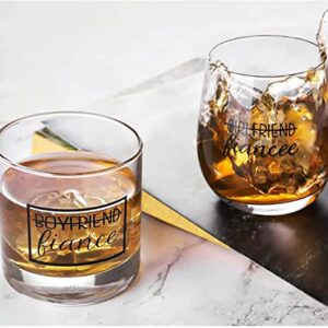 Boyfriend and Girlfriend Wine and Whiskey Glass Gift Set - Engagement Gifts for Couples - Fiance Fiancee Gift for Him and Her - Fiancee Gifts Set of 2 Wine Tumbler, Gifts Idea for Bridal Shower