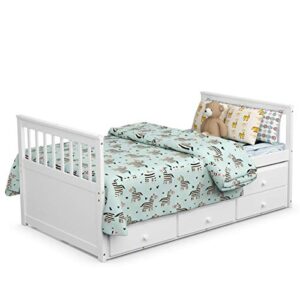 DORTALA Trundle Bed Twin Size, Wooden Daybed w/Trundle and 3 Storage Drawers, No Box Spring Required, Modern Captains Bed for Boys Girls Adults, Great for Bedroom, Guest Room (White, Twin)