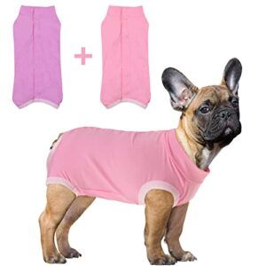 sawmong 2 pack recovery suit for dogs after surgery, dog recovery suit dog spay surgical suit for female dogs, dog onesie body suit for surgery male substitute dog e-collar,m