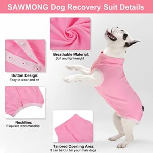 SAWMONG 2 Pack Recovery Suit for Dogs After Surgery, Dog Recovery Suit Dog Spay Surgical Suit for Female Dogs, Dog Onesie Body Suit for Surgery Male Substitute Dog E-Collar,M