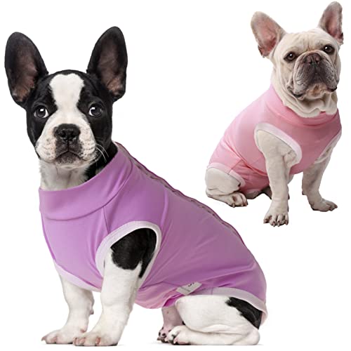 SAWMONG 2 Pack Recovery Suit for Dogs After Surgery, Dog Recovery Suit Dog Spay Surgical Suit for Female Dogs, Dog Onesie Body Suit for Surgery Male Substitute Dog E-Collar,M