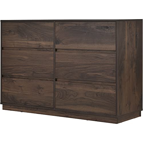 Knocbel 47.2in Mid-Century Modern Dresser for Bedroom, 6 Handle-Free Storage Drawers, 200lbs Weight Capacity, Dark Brown Dresser