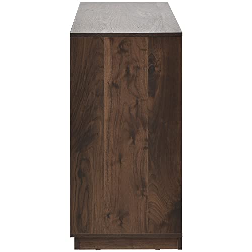 Knocbel 47.2in Mid-Century Modern Dresser for Bedroom, 6 Handle-Free Storage Drawers, 200lbs Weight Capacity, Dark Brown Dresser