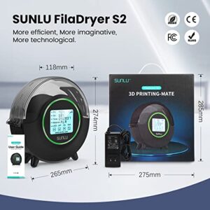 3D Printer Filament Dryer Box, SUNLU FilaDryer S2 for 3D Printing, PLA+ 3D Printer Filament 1.75mm Dimensional Accuracy +/- 0.02 mm, S2 Dryer Box & PLA+ White