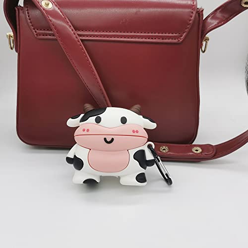 Dehoko Compatible with AirPods Case Pro 2019 Cow, Kawaii Funny Cute Kids Girls Boys Women Silicone Protective 3D Cartoon Animal Design Cow Case Cover for AirPods Pro (Cow)