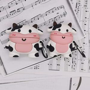 Dehoko Compatible with AirPods Case Pro 2019 Cow, Kawaii Funny Cute Kids Girls Boys Women Silicone Protective 3D Cartoon Animal Design Cow Case Cover for AirPods Pro (Cow)