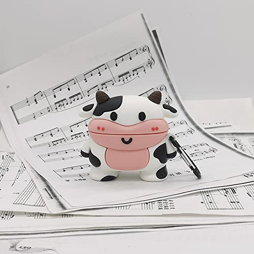 Dehoko Compatible with AirPods Case Pro 2019 Cow, Kawaii Funny Cute Kids Girls Boys Women Silicone Protective 3D Cartoon Animal Design Cow Case Cover for AirPods Pro (Cow)