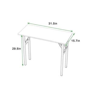 DlandHome 31.5 Inches Small Folding Computer Desk for Home Office Folding Table Writing Table for Small Spaces Study Table Laptop Desk No Assembly Required (Teak White)