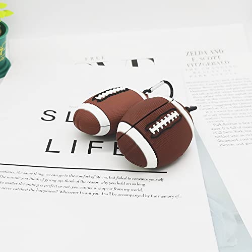 Dehoko Compatible with AirPods Case Pro 2019 Rugby, Kawaii Funny Cute Kids Girls Boys Women Silicone Protective 3D Cartoon Football Rugby Design Case Cover for AirPods Pro (Rugby)