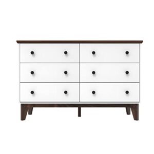 JOZZBY 6-Drawer Double Dresser with Wide Drawers,White Dresser for Bedroom, Wood Storage Chest of Drawers for Living Room Hallway Entryway