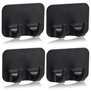 6pcs adhesive hooks heavy duty stick on wall hooks towel hooks door hooks waterproof stainless steel razor holder shaver hook (black)