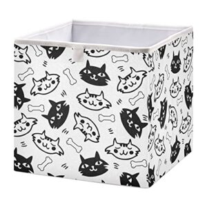 cute cats cartoon animals foldable cube storage bins, 11 x 11 x 11 inches, fabric storage baskets bins for nursery,closet shelf,home organization