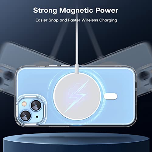 TAURI 5-in-1 Strong Magnetic Clear for iPhone 14 Case [Designed for Magsafe] with 2 Screen Protector +2 Camera Lens Protector, [Military Drop Protection] Slim Phone Case for iPhone 14 6.1 Inch