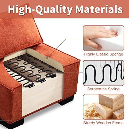 HOMEFUN Modular Sofa Sectional Sofa Couch: Square Floor Sofa Comfy Reading Chair Single Lazy Sofa Sleeper with Removable Pillow for Living Room, Bedroom, 1PCS, Orange