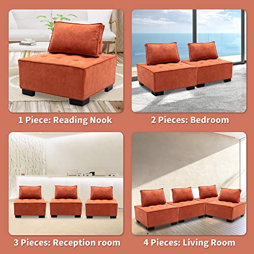 HOMEFUN Modular Sofa Sectional Sofa Couch: Square Floor Sofa Comfy Reading Chair Single Lazy Sofa Sleeper with Removable Pillow for Living Room, Bedroom, 1PCS, Orange