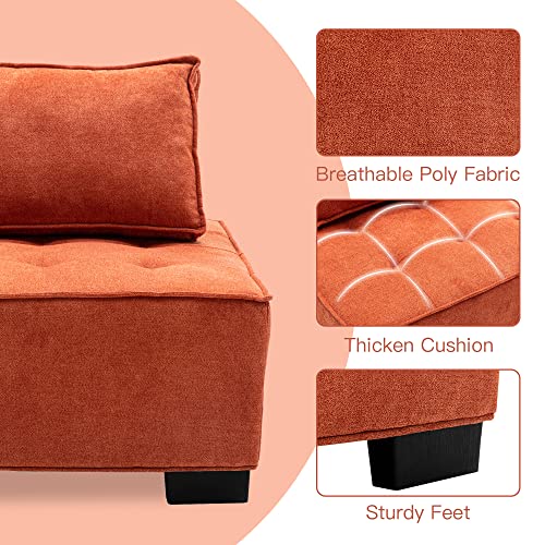 HOMEFUN Modular Sofa Sectional Sofa Couch: Square Floor Sofa Comfy Reading Chair Single Lazy Sofa Sleeper with Removable Pillow for Living Room, Bedroom, 1PCS, Orange