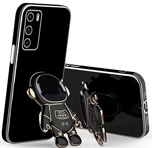 for Samsung Galaxy A04S/A13 5G Case 6D Cute Astronaut Hidden Kickstand Design,Luxury Glitter Soft TPU Bumper Cartoon Folding Bracket Gilry Phone Case for Samsung A04S/A13 5G for Women Girls Black