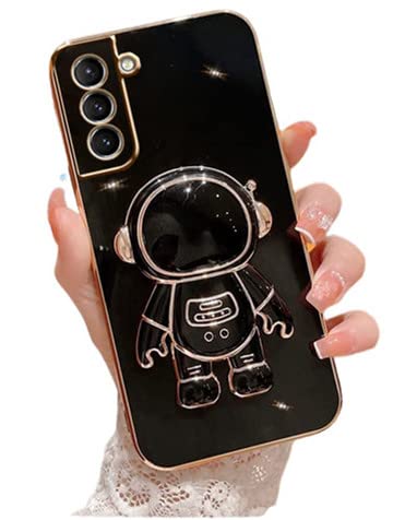 for Samsung Galaxy A04S/A13 5G Case 6D Cute Astronaut Hidden Kickstand Design,Luxury Glitter Soft TPU Bumper Cartoon Folding Bracket Gilry Phone Case for Samsung A04S/A13 5G for Women Girls Black