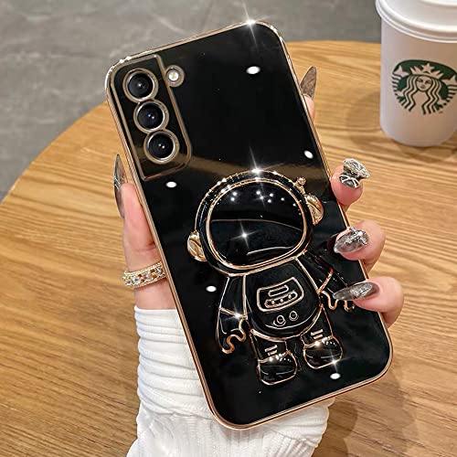 for Samsung Galaxy A04S/A13 5G Case 6D Cute Astronaut Hidden Kickstand Design,Luxury Glitter Soft TPU Bumper Cartoon Folding Bracket Gilry Phone Case for Samsung A04S/A13 5G for Women Girls Black