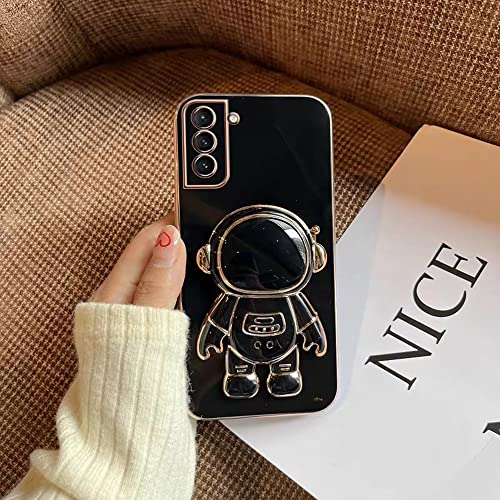 for Samsung Galaxy A04S/A13 5G Case 6D Cute Astronaut Hidden Kickstand Design,Luxury Glitter Soft TPU Bumper Cartoon Folding Bracket Gilry Phone Case for Samsung A04S/A13 5G for Women Girls Black