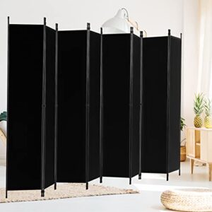 actrey 8-panel indoor room divider, screen movable room screen separator wall protective privacy furniture indoor bedroom（black