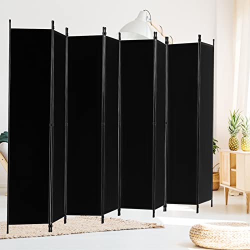 ACTREY 8-Panel Indoor Room Divider, Screen Movable Room Screen Separator Wall Protective Privacy Furniture Indoor Bedroom（Black