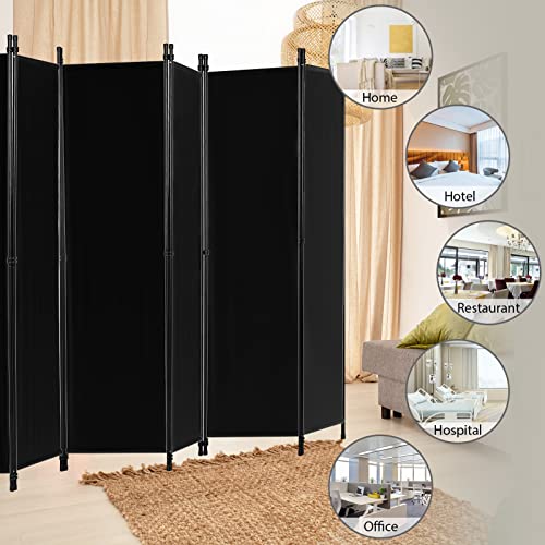 ACTREY 8-Panel Indoor Room Divider, Screen Movable Room Screen Separator Wall Protective Privacy Furniture Indoor Bedroom（Black