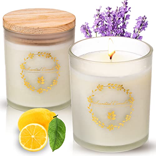 2 Pack Scented Candles Set for Women, Candles for Home Scented, Aromatherapy Candle Gifts for Mothers Day, 100% Soy Wax Candles with Essential Oils to Stress Relief