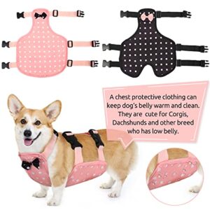 Queenmore Dog Chest Protective Shirt, Belly Clothes to Keep Warm and Keep Chest Clean, Waterproof Adjustable Breathable Apparel for Male Female Dogs, Pink L