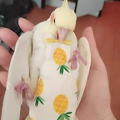 Toysructin Bird Diaper for Parrots, Washable Reusable Bird Flight Suit Liner Waterproof, Adjustable Fit Snugger Parrot Diapers Pineapple Printed Birds Nappy Clothes for Cockatoo Parakeet Conure Pigeon