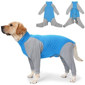 koeson dog recovery suit, dog onesie for surgery anti licking dog surgical recovery suit for abdominal wound, long sleeve dog jumpsuit for medium & large breeds blue 3xl