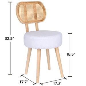 Rattan Dining Chair, Kitchen Dining Room Chairs, Mid Century Modern Boucle Chair, Stylish Upholstered Wood Accent Chair, Cute Sherpa Chair, Living Room Bar Stool Chair, Boho Makeup Vanity Chair, 1 Pc