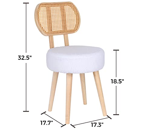 Rattan Dining Chair, Kitchen Dining Room Chairs, Mid Century Modern Boucle Chair, Stylish Upholstered Wood Accent Chair, Cute Sherpa Chair, Living Room Bar Stool Chair, Boho Makeup Vanity Chair, 1 Pc