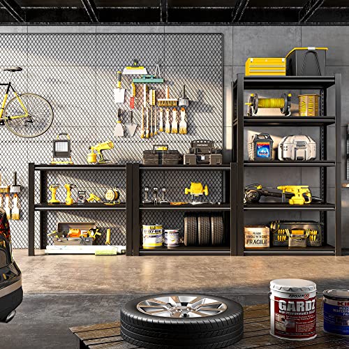 REIBII Garage Shelving Heavy Duty Garage Storage Shelves Load 2050LBS, Heavy Duty Shelving Adjustable 5 Tier Storage Shelves, Large Metal Shelving Unit for Garage Pantry, 39.4"W x 17.7"D x 72"H, Black