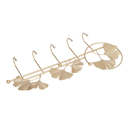 BuyWeek Coat Rack, Ginkgo Leaf Coat Hooks Wall Mounted Coat Hanger Elegant Style Wall Hooks for Clothes Hat Keys