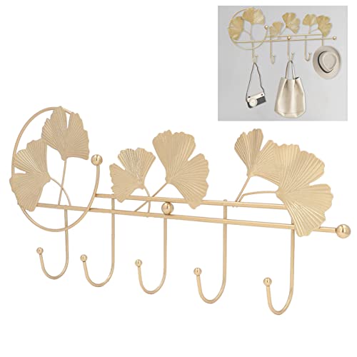 BuyWeek Coat Rack, Ginkgo Leaf Coat Hooks Wall Mounted Coat Hanger Elegant Style Wall Hooks for Clothes Hat Keys