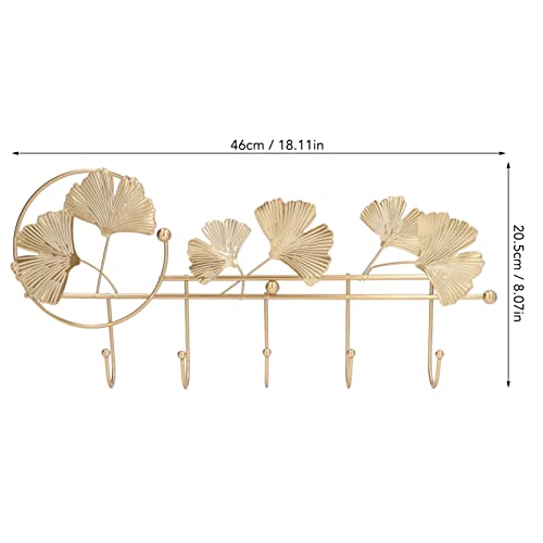 BuyWeek Coat Rack, Ginkgo Leaf Coat Hooks Wall Mounted Coat Hanger Elegant Style Wall Hooks for Clothes Hat Keys