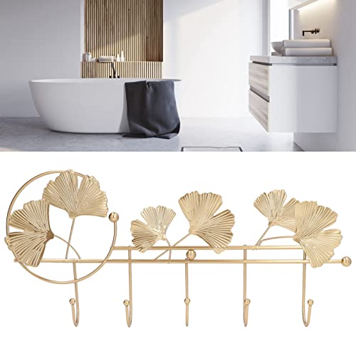 BuyWeek Coat Rack, Ginkgo Leaf Coat Hooks Wall Mounted Coat Hanger Elegant Style Wall Hooks for Clothes Hat Keys