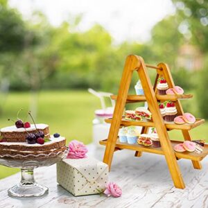 3 Tier Serving Tray, Tiered Serving Tray - Wood Serving Stand, 3 Tier Wood Cupcake Stand, Vintage Party Trays, Wooden Party Trays for Serving Food