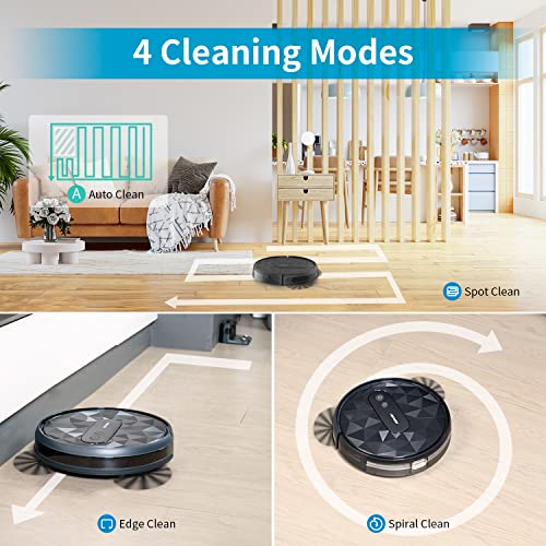 AIRROBO Robot Vacuum Cleaner with 2800Pa Suction Power, App Control, 120 Mins Runtime, Self-Charging Robotic Vacuum Cleaner for Low Carpet, Pet Hair, Hard Floors, P20