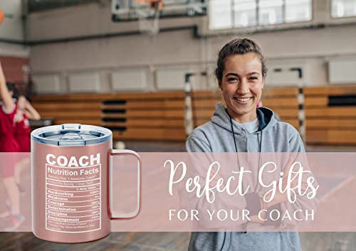 Onebttl Coach Gifts, Funny Gift Idea for Appreciation, Christmas, Birthday, 12oz Stainless Steel Insulated Travel Coffee Mug - Coach Nutriton Facts RoseGold