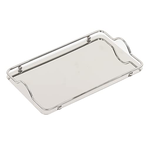 Pwshymi Large Rectangle Tray, Stainless Steel Large Serving Tray Home Living Room Commercial Dishes Tray for Coffee Water Cups Fruit