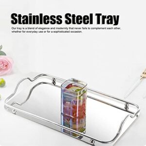 Pwshymi Large Rectangle Tray, Stainless Steel Large Serving Tray Home Living Room Commercial Dishes Tray for Coffee Water Cups Fruit